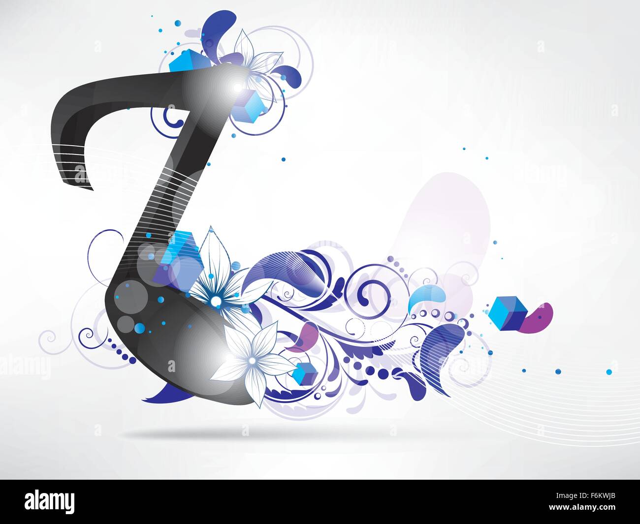 Musical background with notes and floral elements Stock Vector Image ...