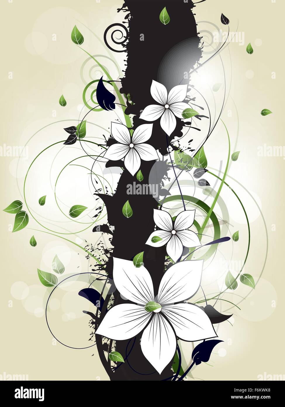 Floral spring background with flowers and swirls Stock Vector Image ...