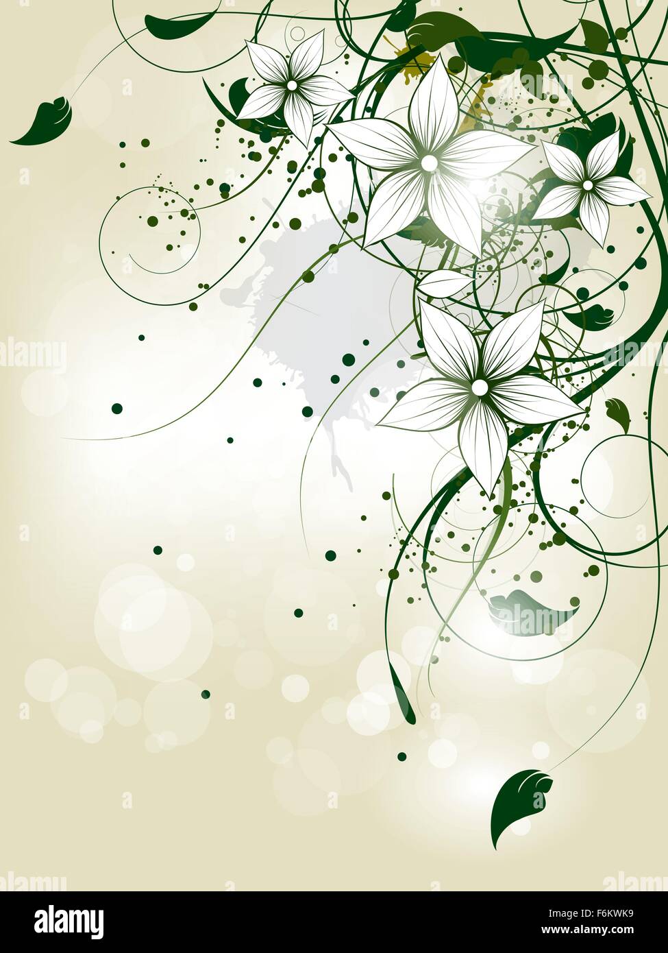 Floral spring background with flowers and swirls Stock Vector Image ...