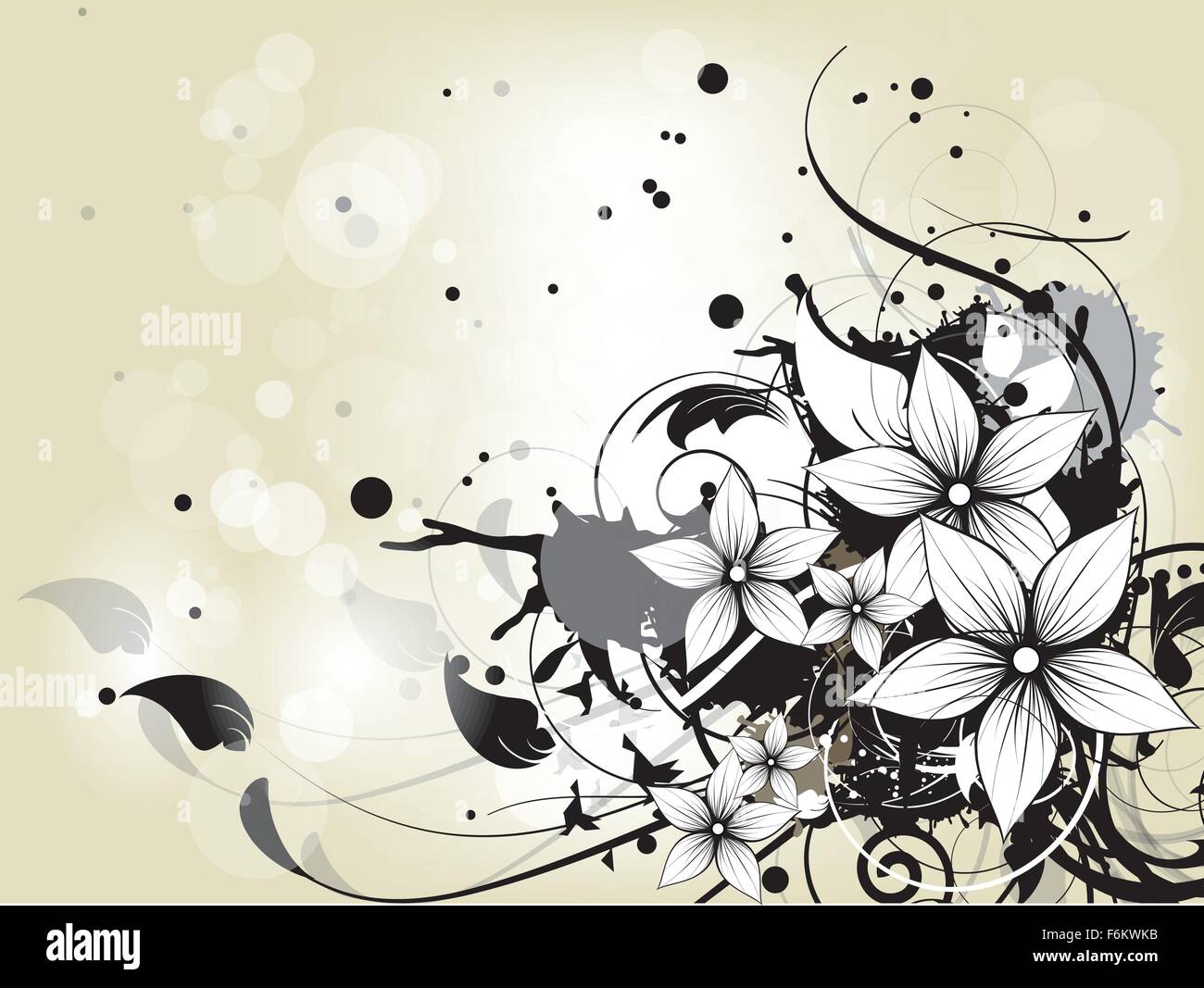 Floral spring background with flowers and swirls Stock Vector Image ...