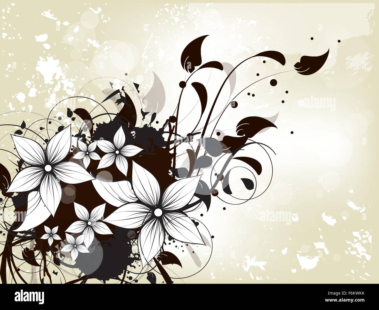Floral spring background with flowers and swirls Stock Vector Image ...