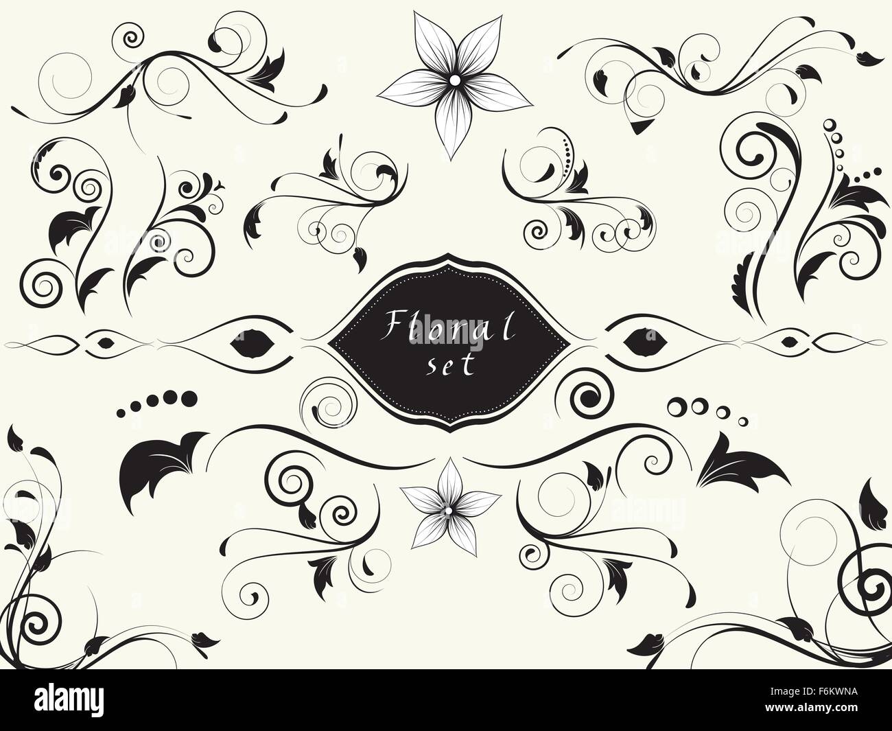 Floral spring elements with swirls and flowers Stock Vector Image & Art ...
