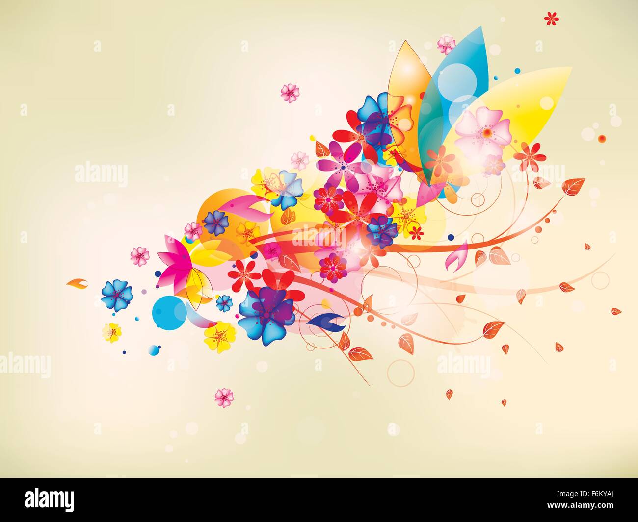 colorful floral composition with flowers and swirls Stock Vector Image ...