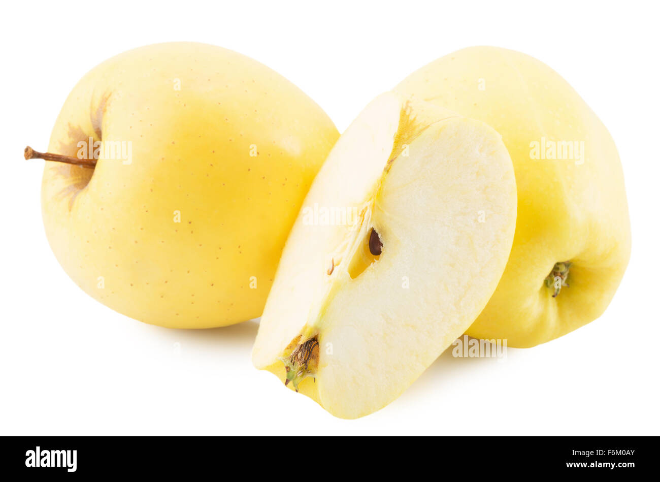 yellow apples isolated on the white background Stock Photo - Alamy