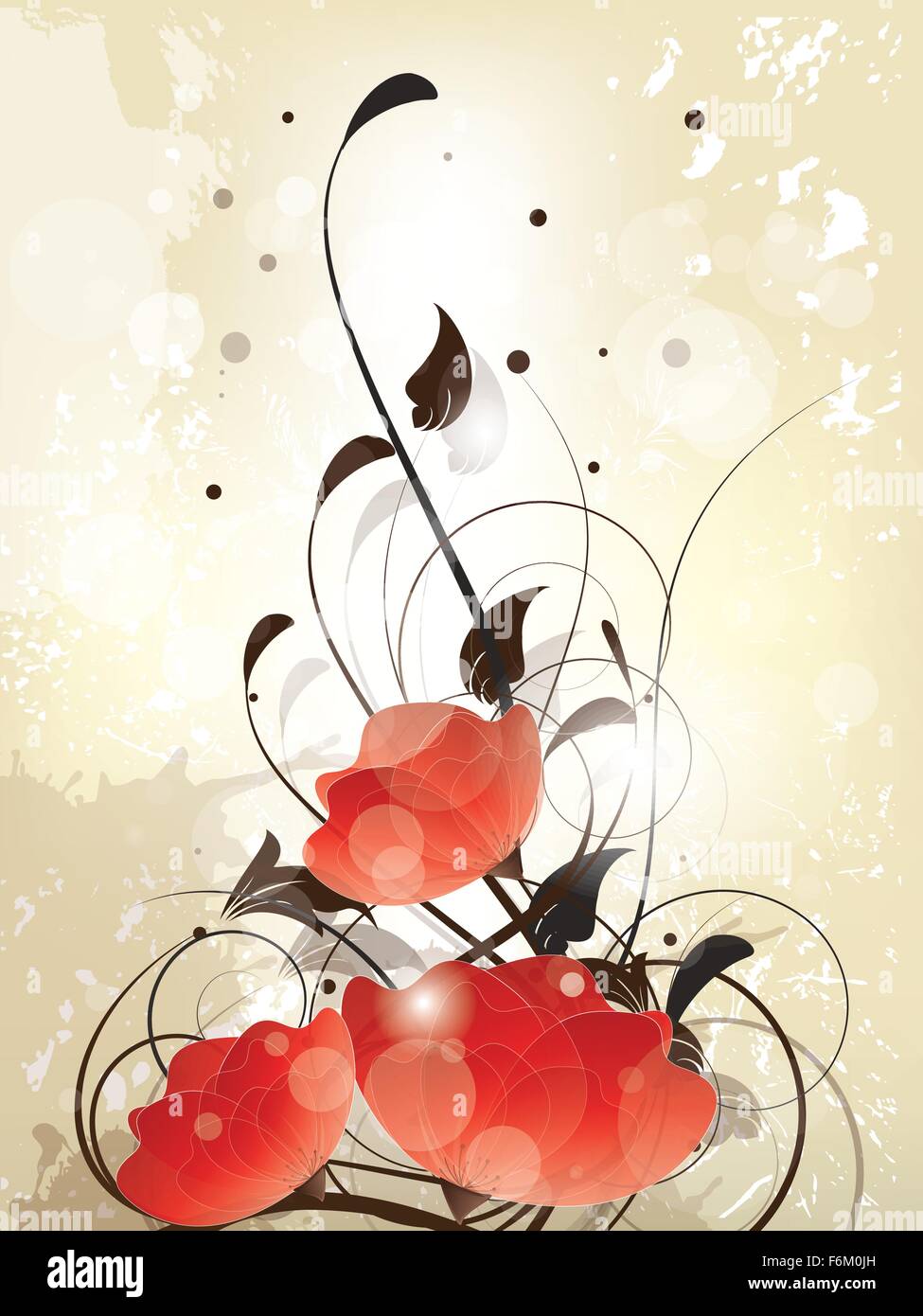 Abstract floral spring background with flowers and swirls Stock Vector ...