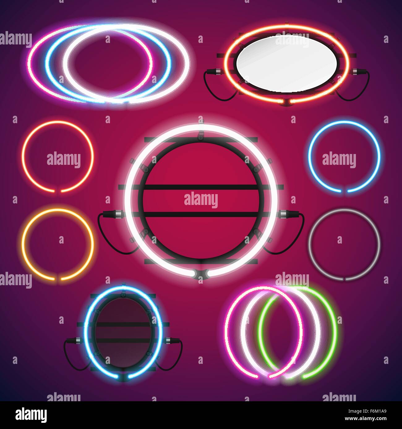 Neon Lights Round Frames Set Stock Vector Image & Art - Alamy