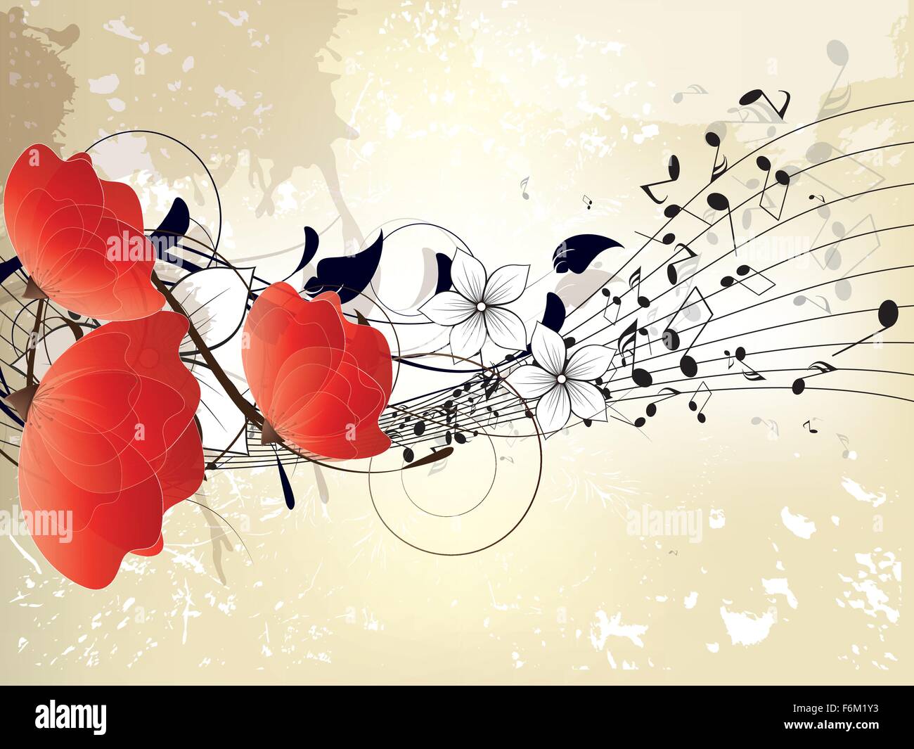 Music illustration with floral hi-res stock photography and images - Alamy