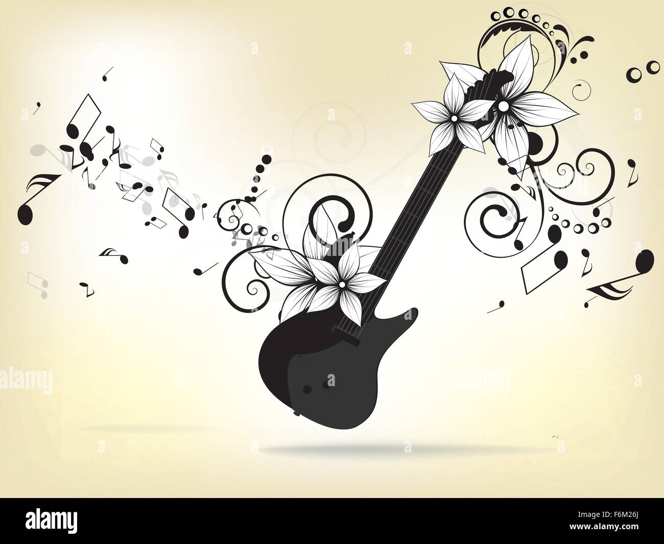 Abstract background with guitar and notes Stock Vector Image & Art - Alamy