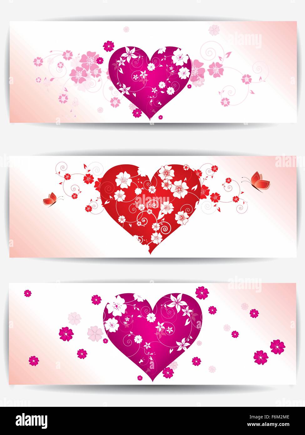 Set of cards with floral background and hearts Stock Vector Image & Art ...