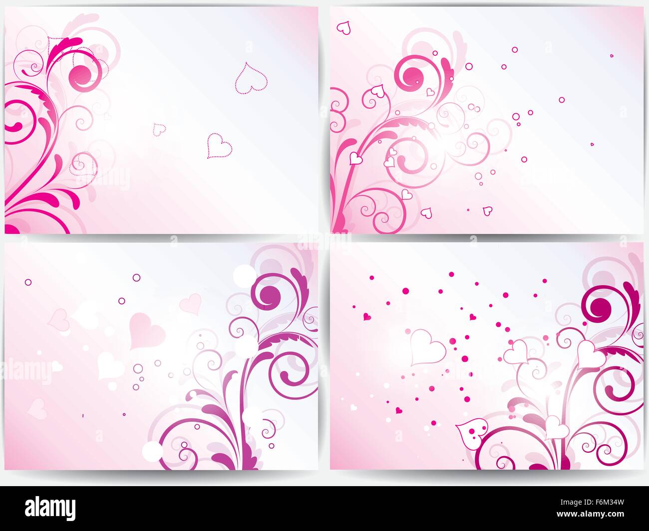Set of cards with floral background and hearts Stock Vector Image & Art ...