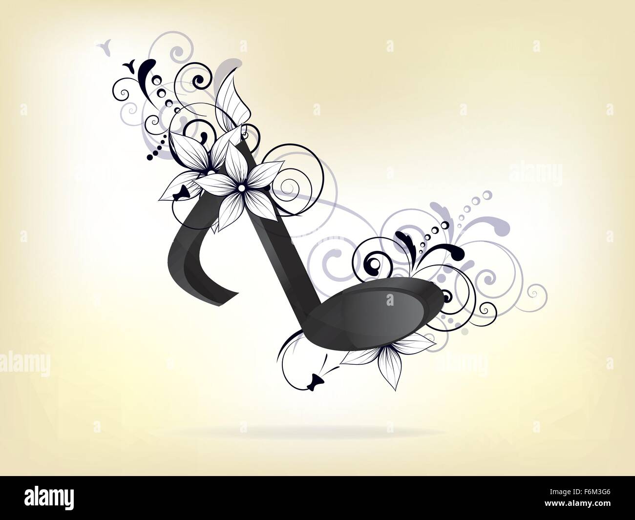 Abstract music background with notes and floral elements Stock Vector ...