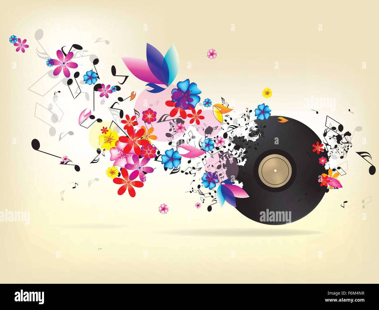 Abstract musical background with floral elements Stock Vector Image ...