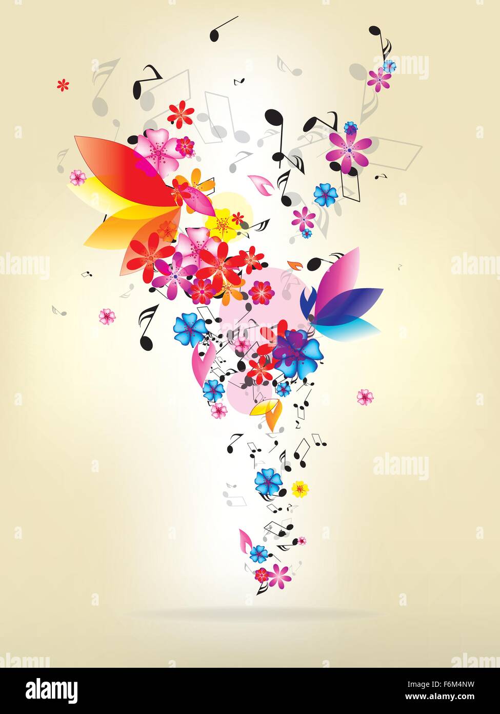 Abstract musical background with floral elements Stock Vector Image ...