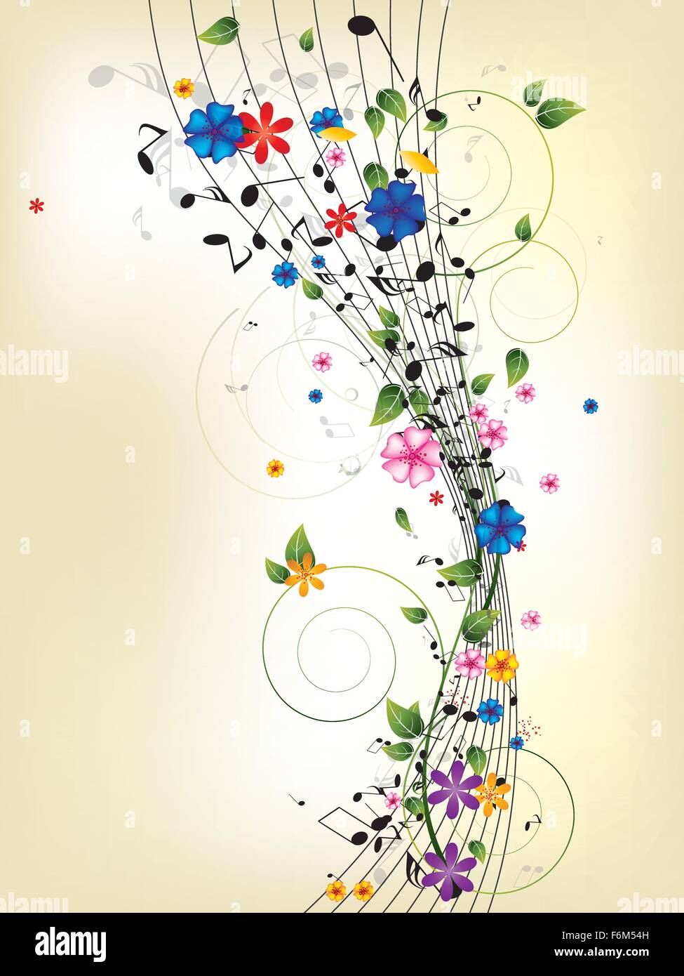 Floral musical background with notes Stock Vector Image & Art - Alamy