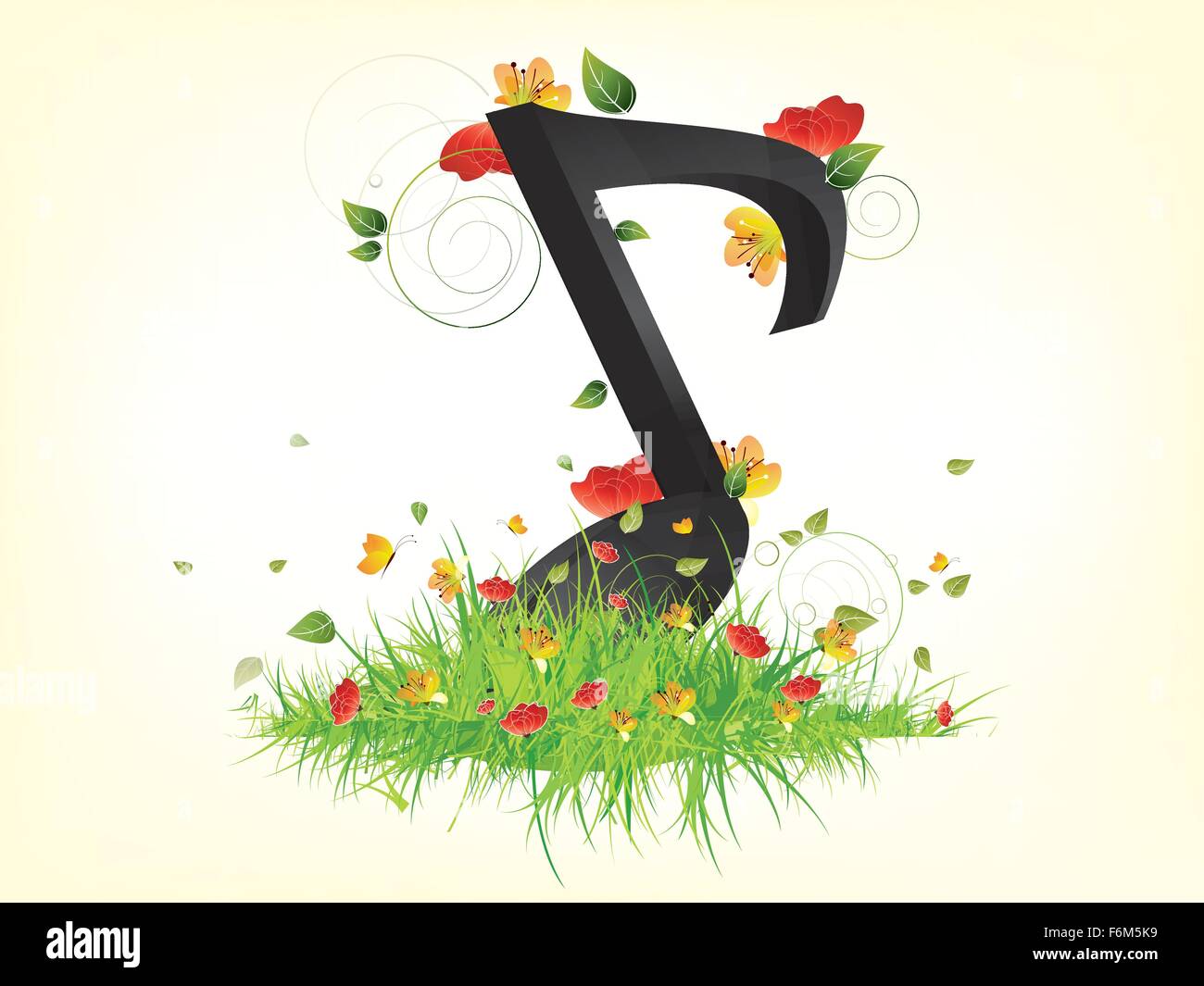 Floral musical background with notes Stock Vector Image & Art - Alamy