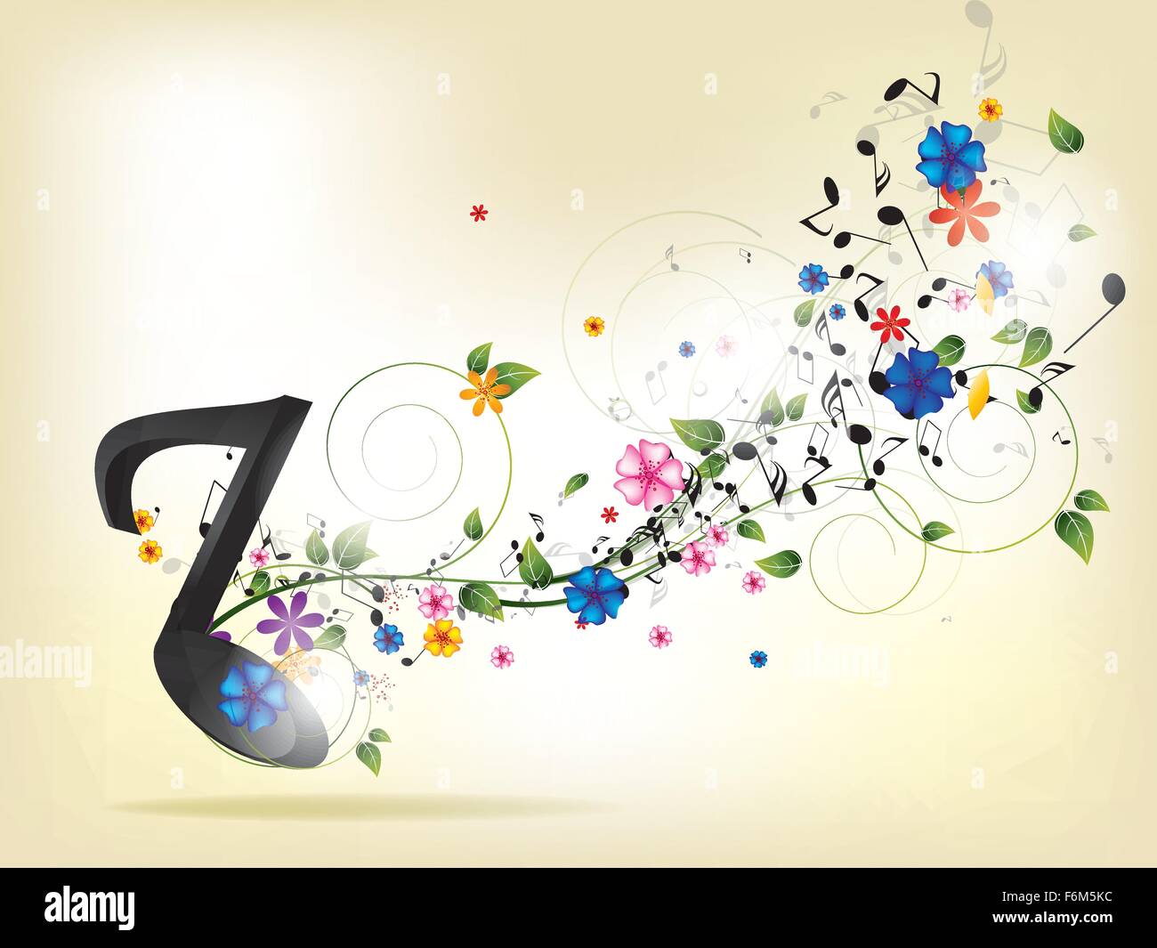 Floral musical background with notes Stock Vector Image & Art - Alamy