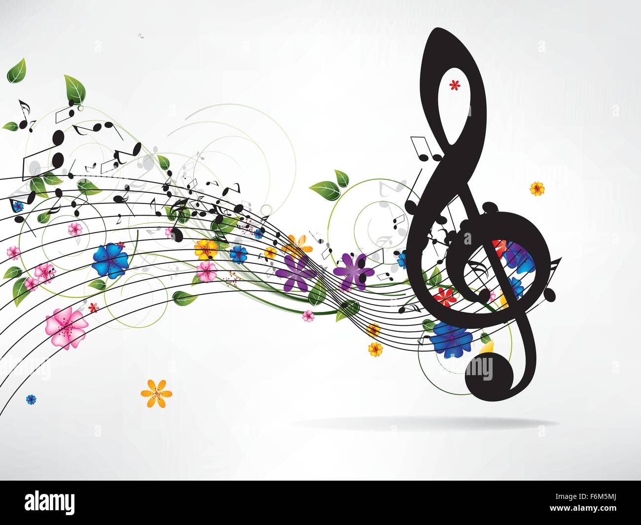 Floral musical background with notes Stock Vector Image & Art - Alamy