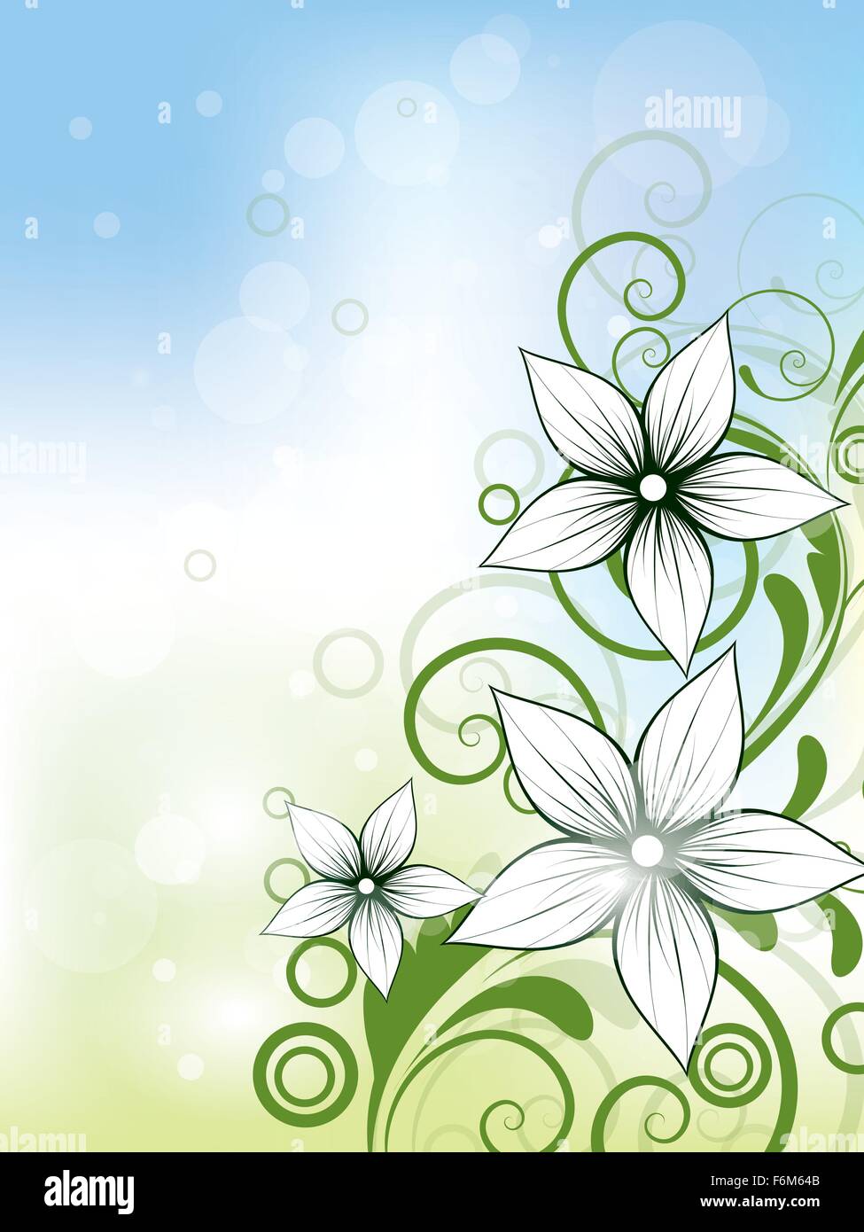 Floral spring background with swirls and flowers Stock Vector Image ...