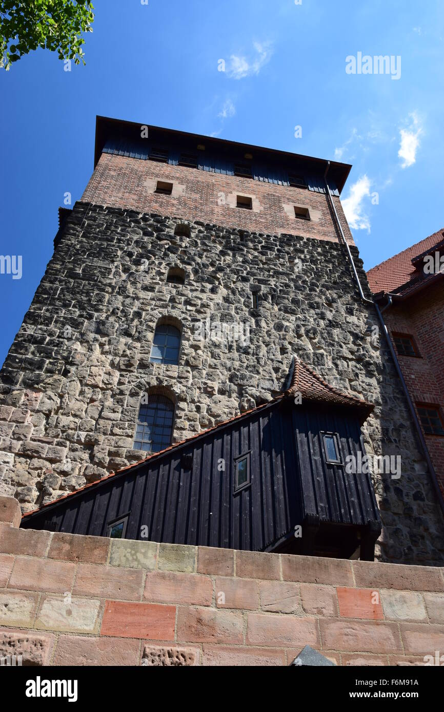 A historic tower on the Imperial Castle (Kaiserburg) in Nuremberg ...