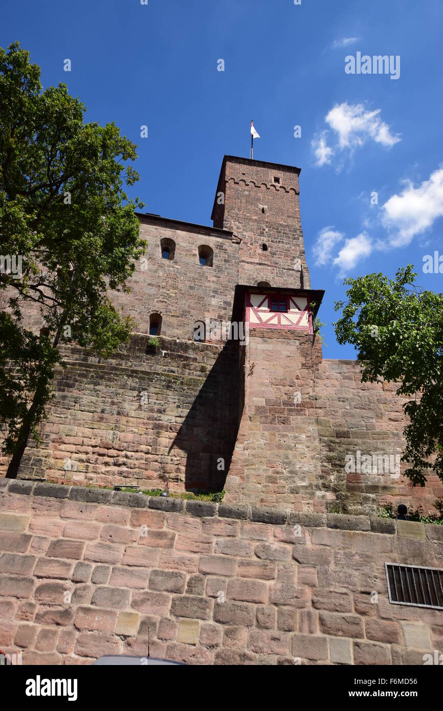 A historic tower on the Imperial Castle (Kaiserburg) in Nuremberg ...