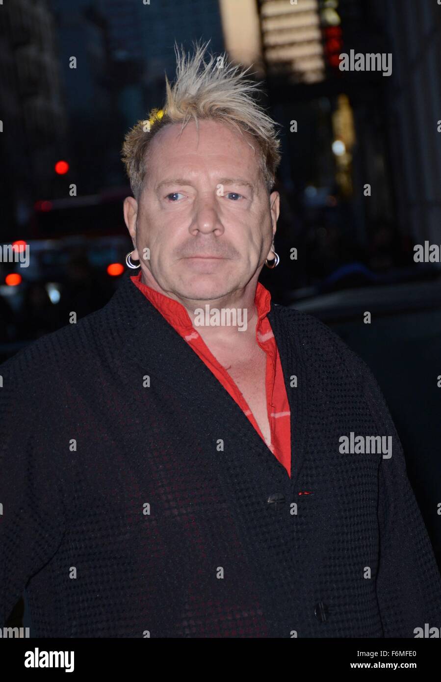 New York, NY, USA. 17th Nov, 2015. John Lydon, aka Johnny Rotten out ...