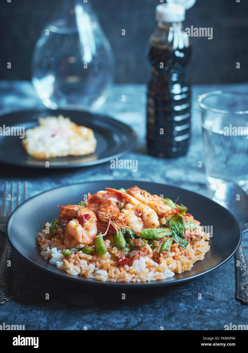 Fried chilly paste with shrimp and cooked rice Stock Photo - Alamy