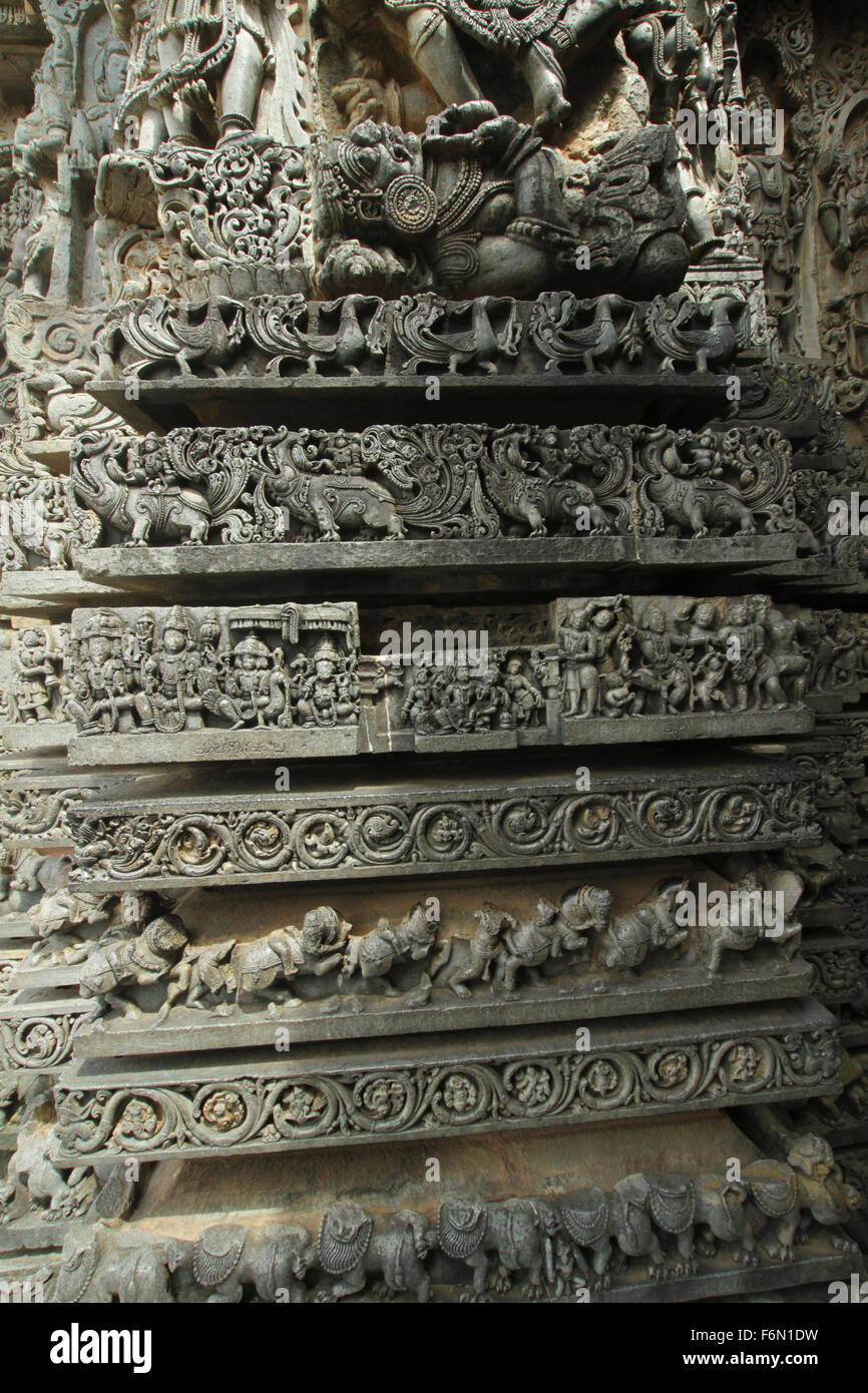 Intricate artwork at ancient hindu temple in Belur Karnataka Stock ...