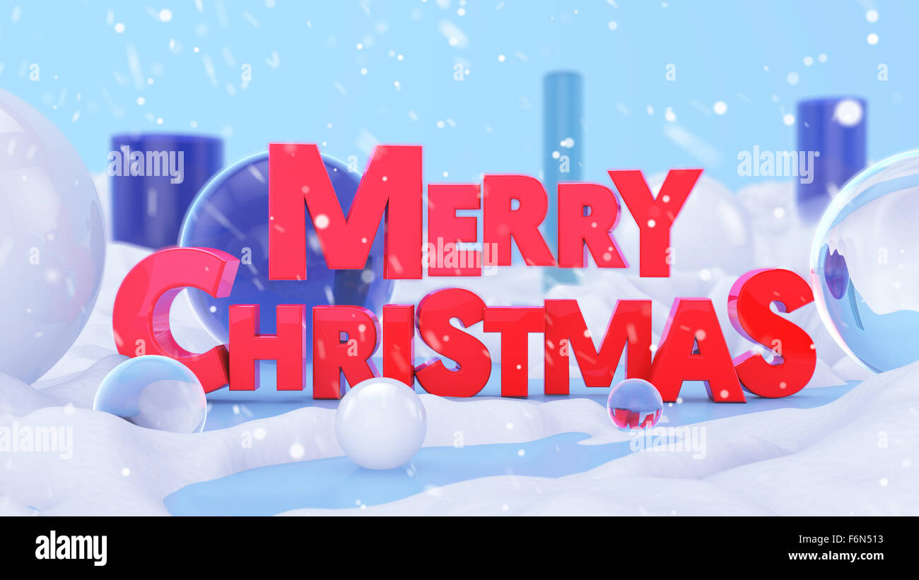 Merry Christmas Red Winter Landscape 3D Scene Stock Photo - Alamy