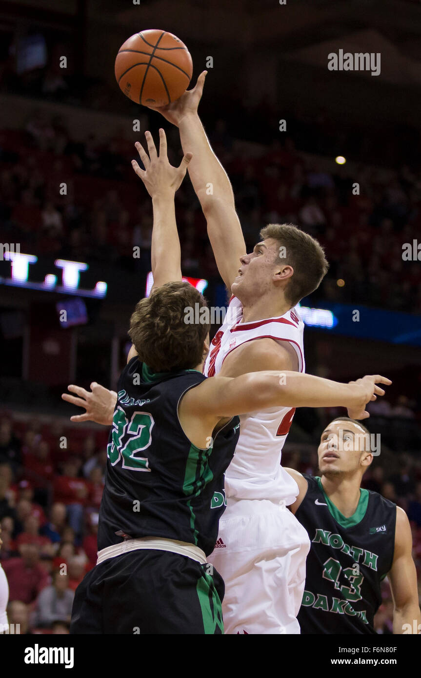 Madison, WI, USA. 17th Nov, 2015. Wisconsin Badgers forward Ethan Happ ...