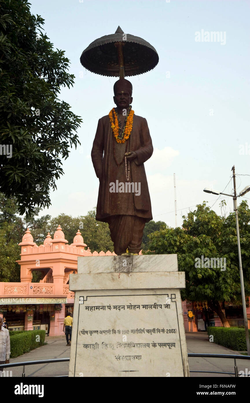 Pandit madan mohan malaviya statue, varanasi, uttar pradesh, india ...
