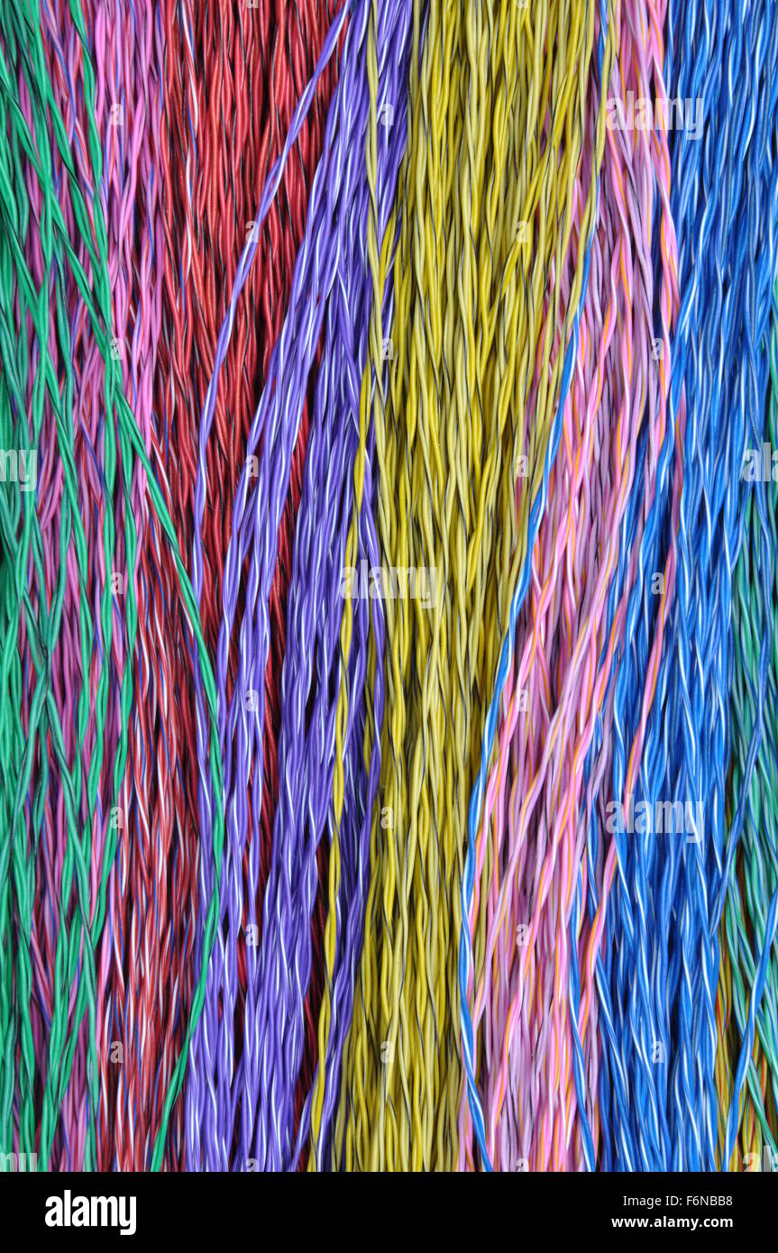 Colored telecommunication cables as abstract background Stock Photo - Alamy