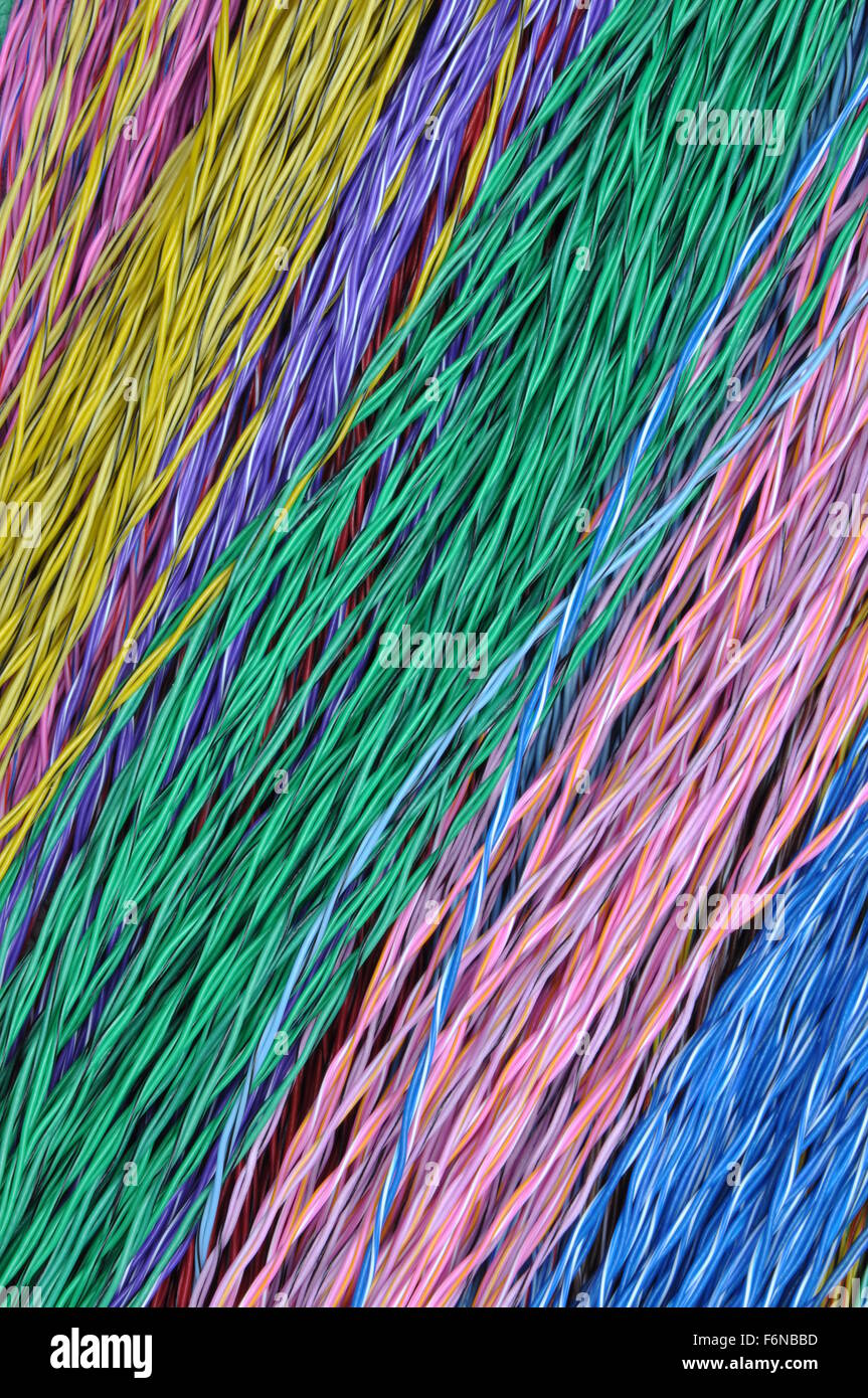 Colored telecommunication cables as abstract background Stock Photo - Alamy
