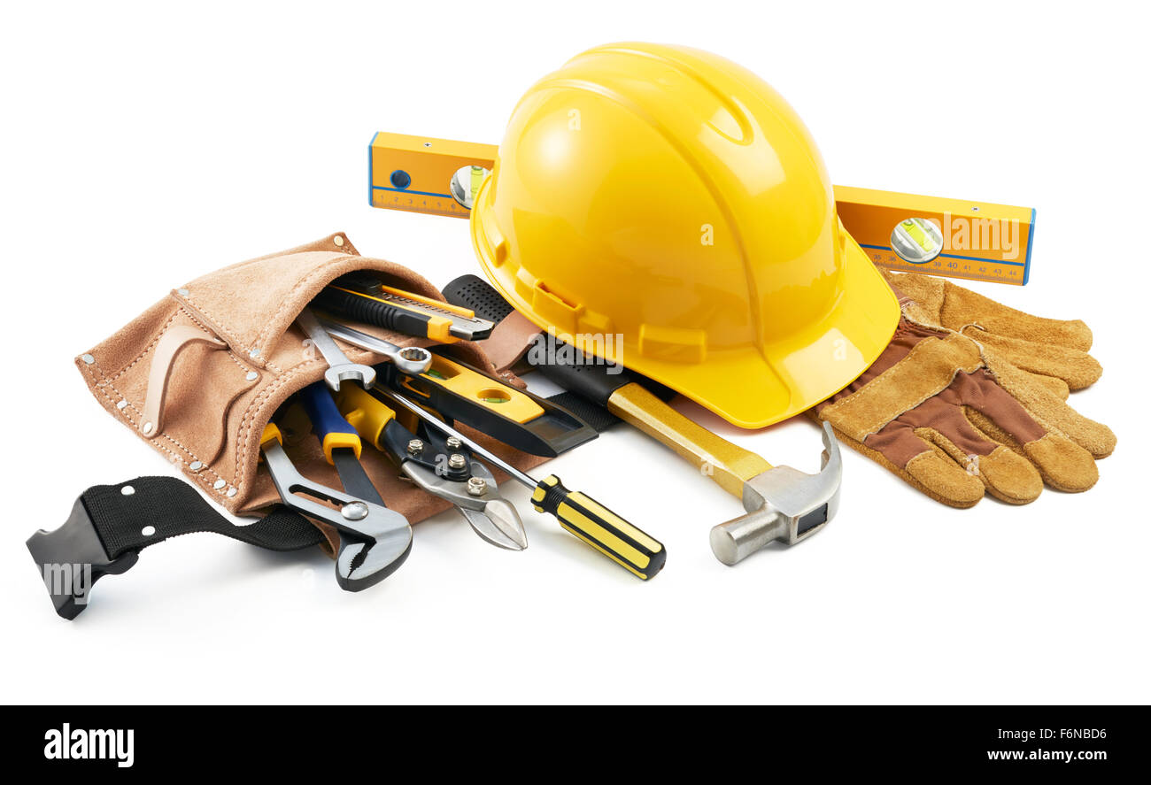 various type of tools in group on white background Stock Photo - Alamy