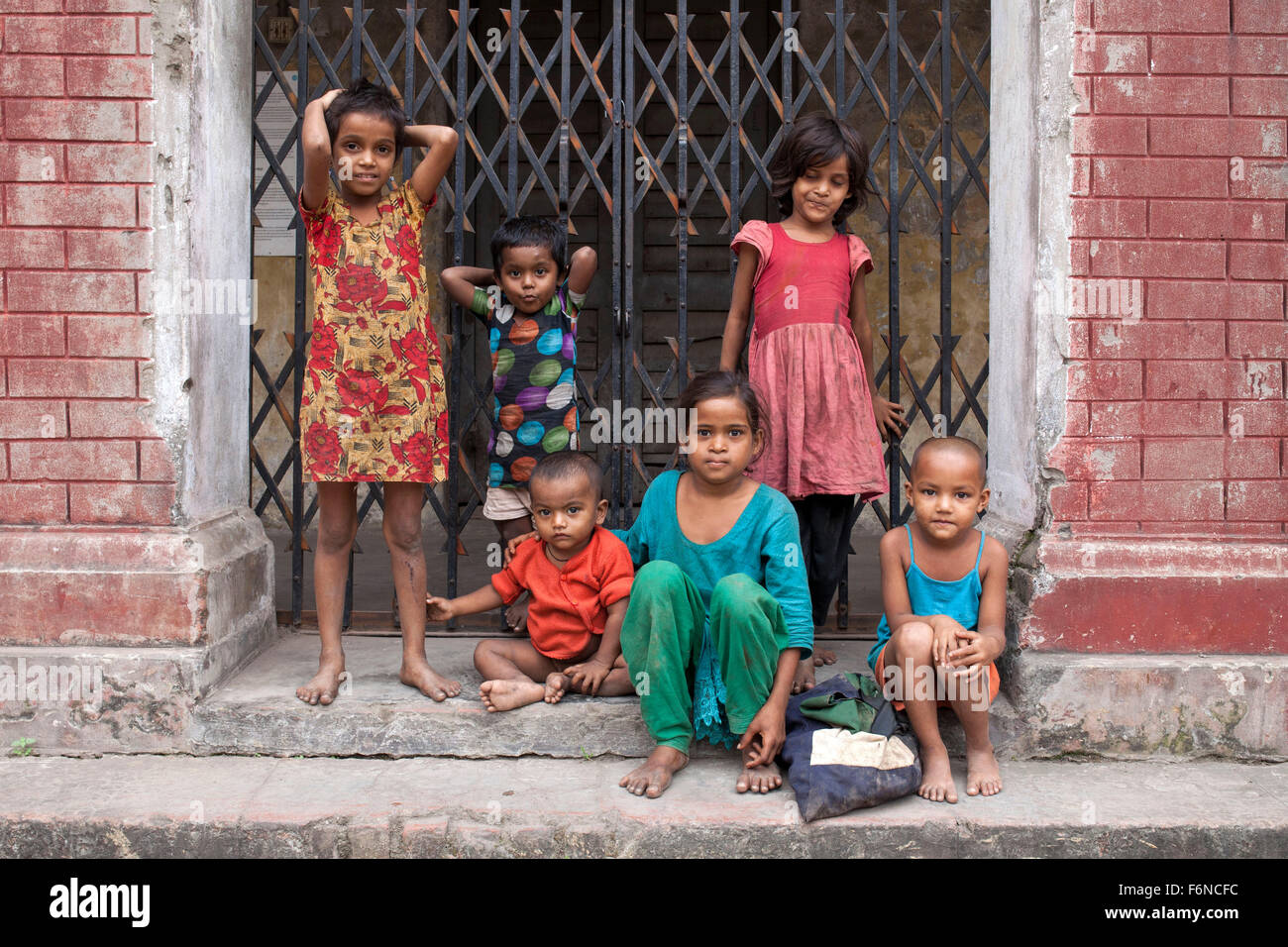 DHAKA, BANGLADESH 17th November: Street children playing in front of ...