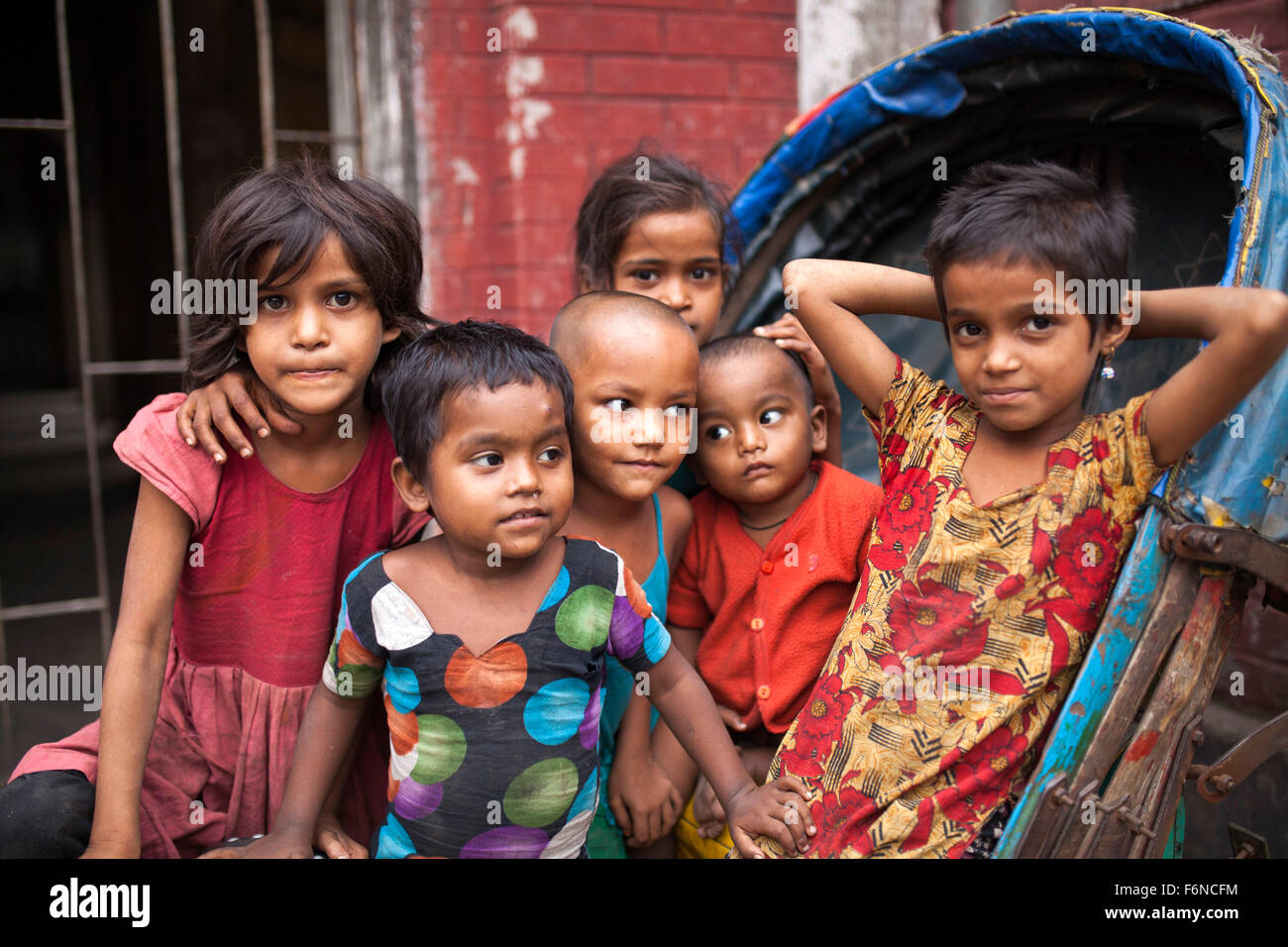 DHAKA, BANGLADESH 17th November: Street children playing in front of ...