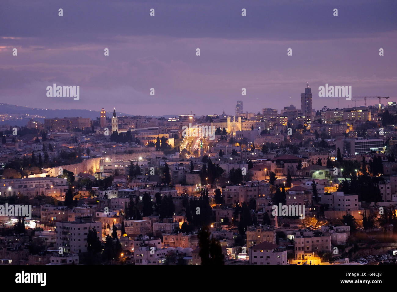 View at twilight of West Jerusalem Israel Stock Photo - Alamy