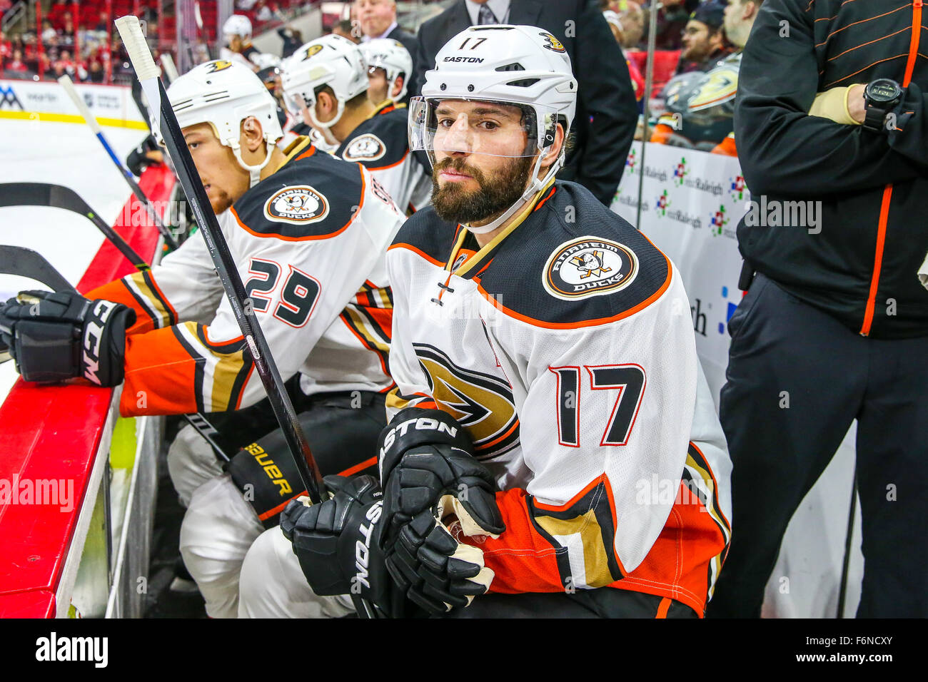 Raleigh, North Carolina, USA. 16th Nov, 2015. Anaheim Ducks center Ryan ...