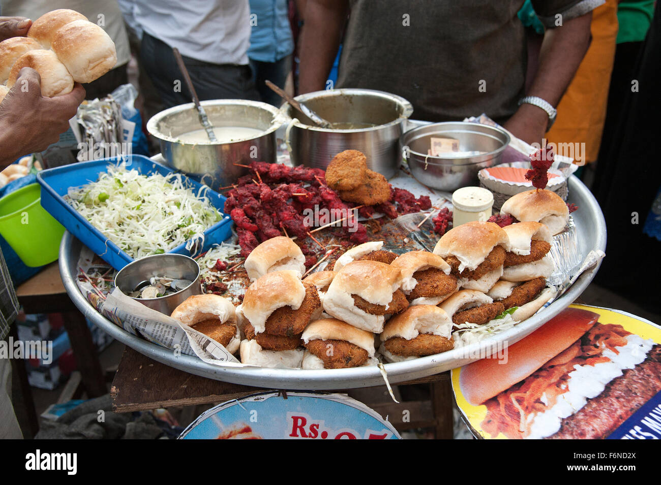 The image of Chicken Burger seller was taken in Crawford Market, Mumbai ...