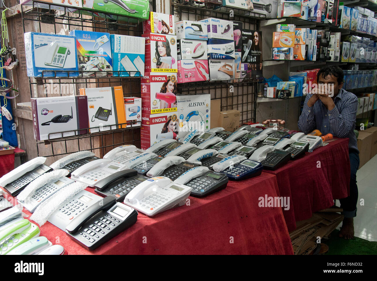 The image of Telephone shop was taken in Crawford Market, Mumbai, India ...