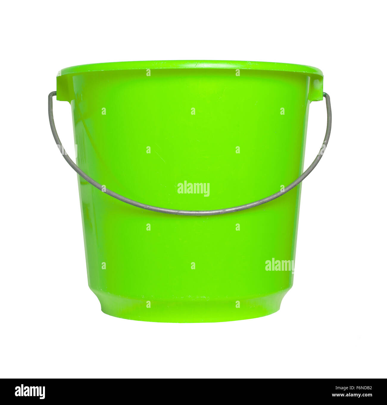 Single green bucket isolated on a white background Stock Photo - Alamy