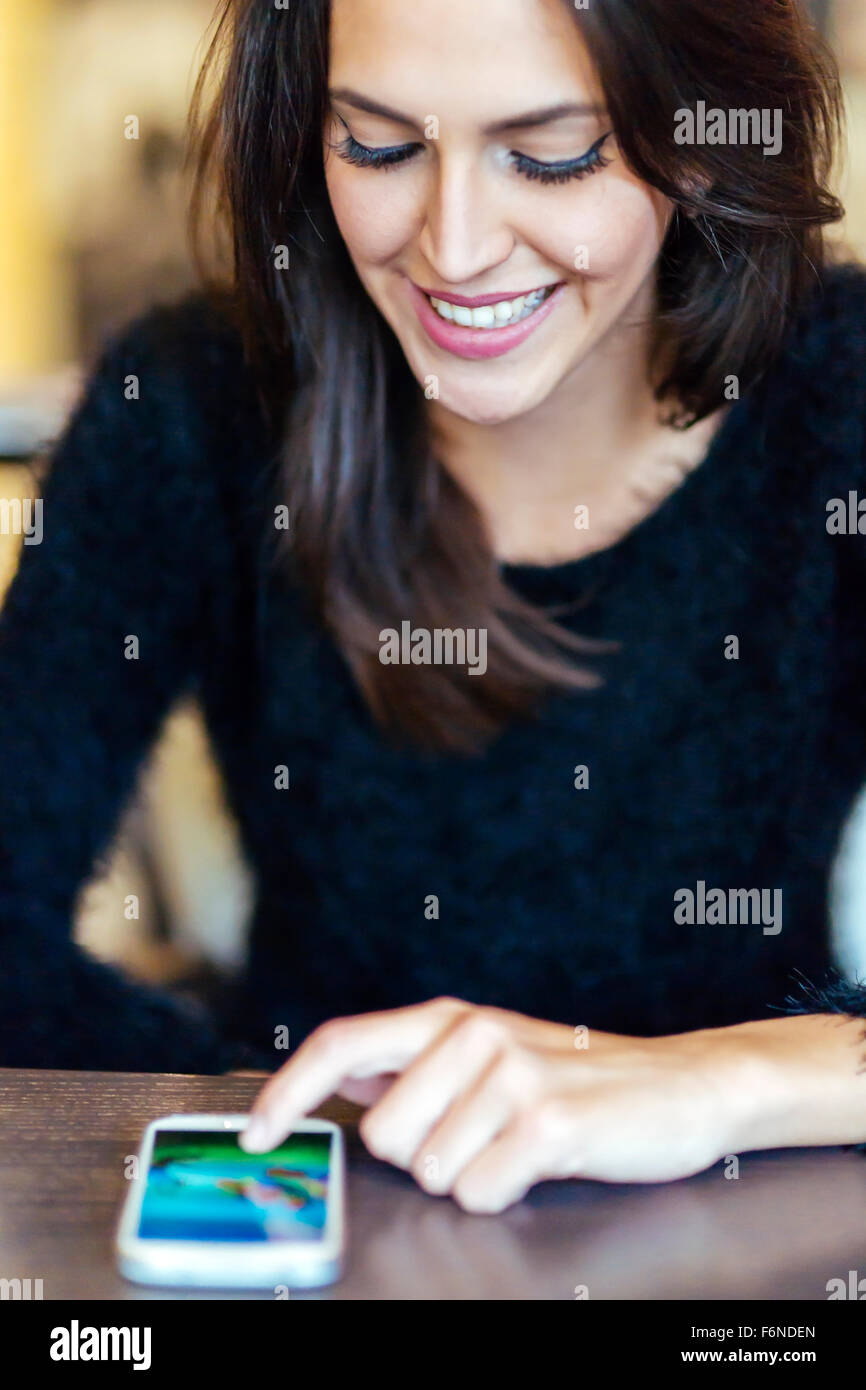 One woman tapping hi-res stock photography and images - Alamy