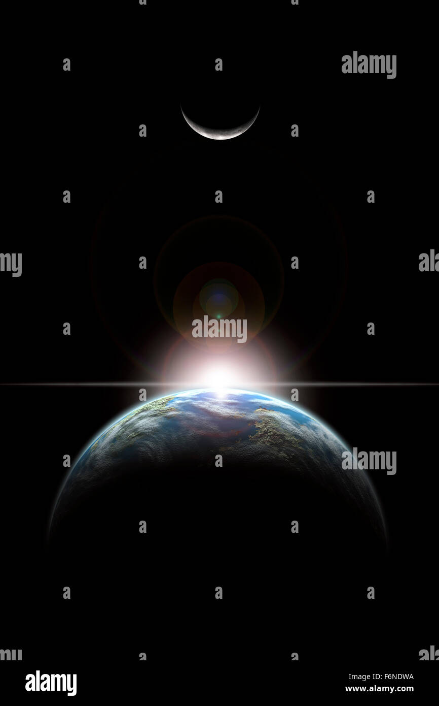 Earth and moon with stars hi-res stock photography and images - Alamy