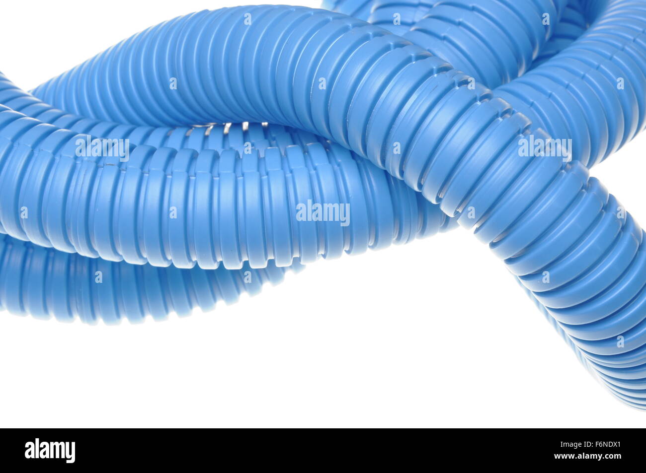 Blue plastic corrugated pipe isolated on white background Stock Photo ...