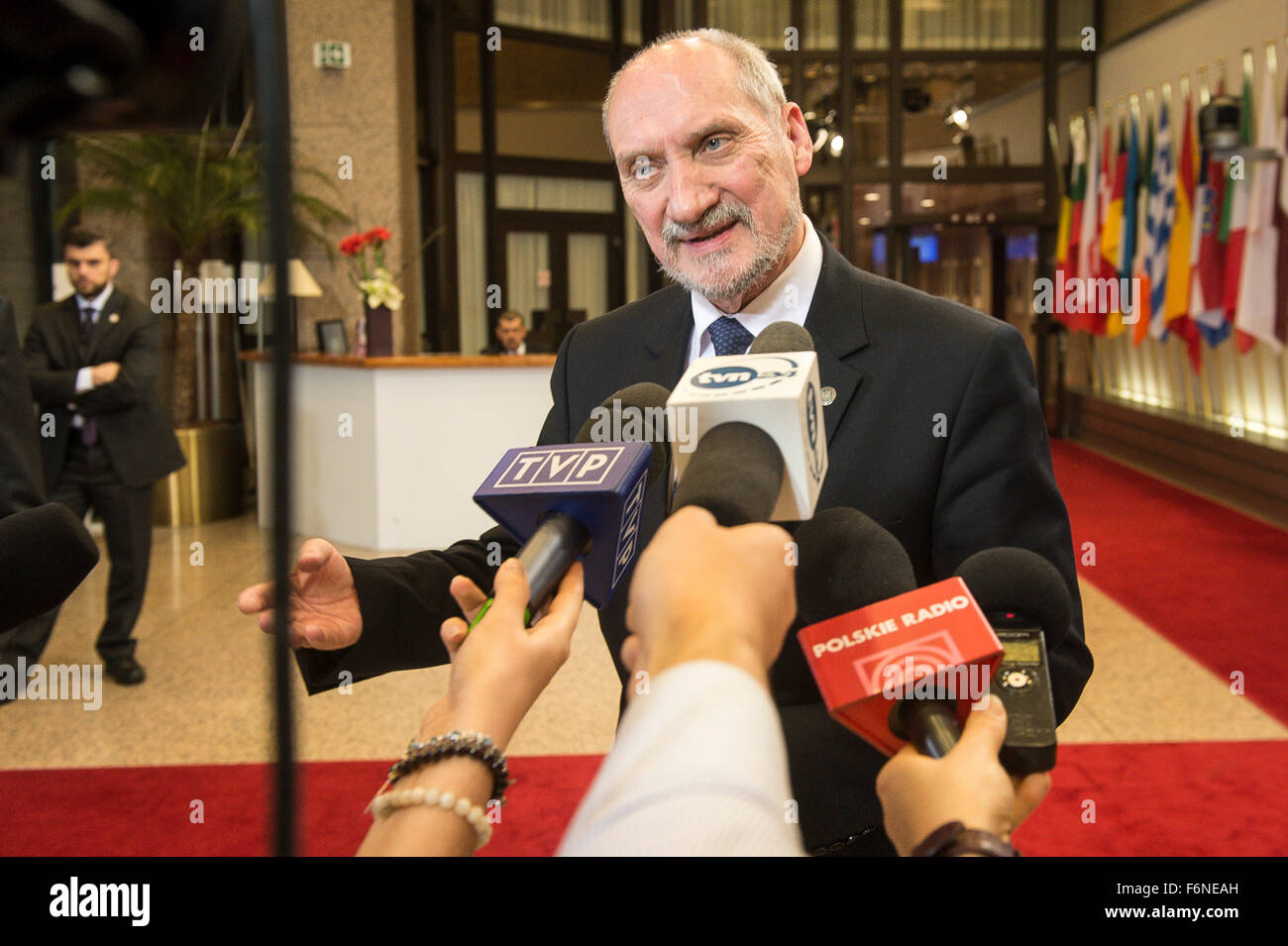 Brussels, Belgium. 17th Nov, 2015. Polish Defence minister Antoni ...