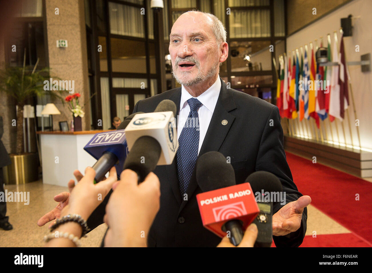 Brussels, Belgium. 17th Nov, 2015. Polish Defence minister Antoni ...