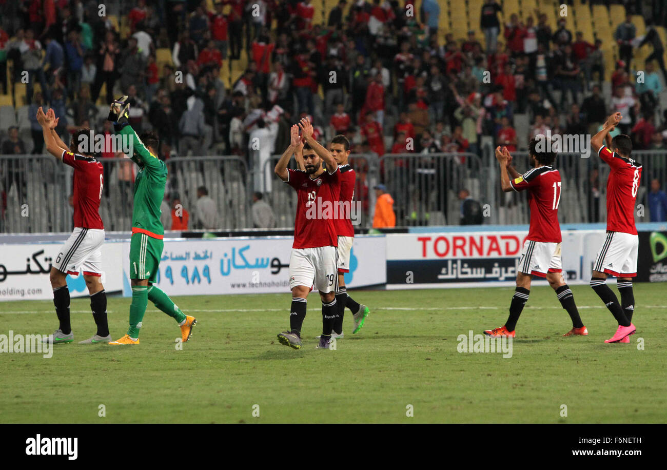 Cairo, Egypt. 17th Nov, 2015. Egypt's players celebrate after Ahmed ...