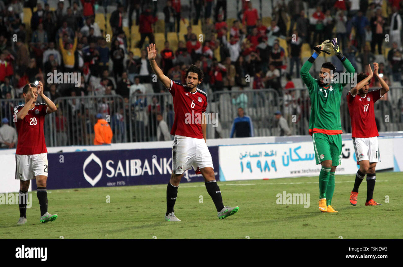 Cairo, Egypt. 17th Nov, 2015. Egypt's players celebrate after Ahmed ...