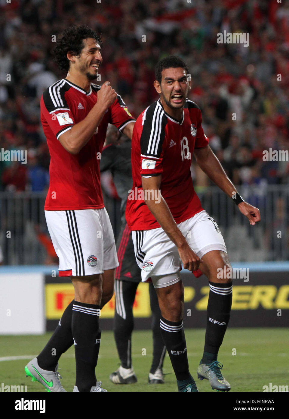 Cairo, Egypt. 17th Nov, 2015. Egypt's players celebrate after Ahmed ...