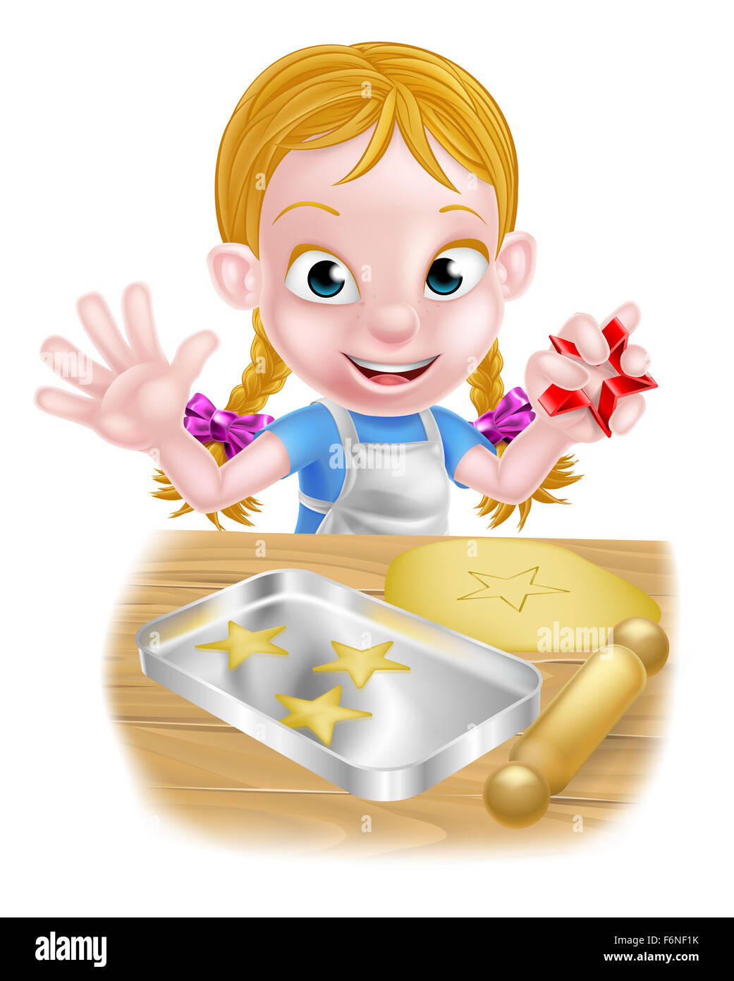 Cartoon girl baking cakes and cookies Stock Photo - Alamy