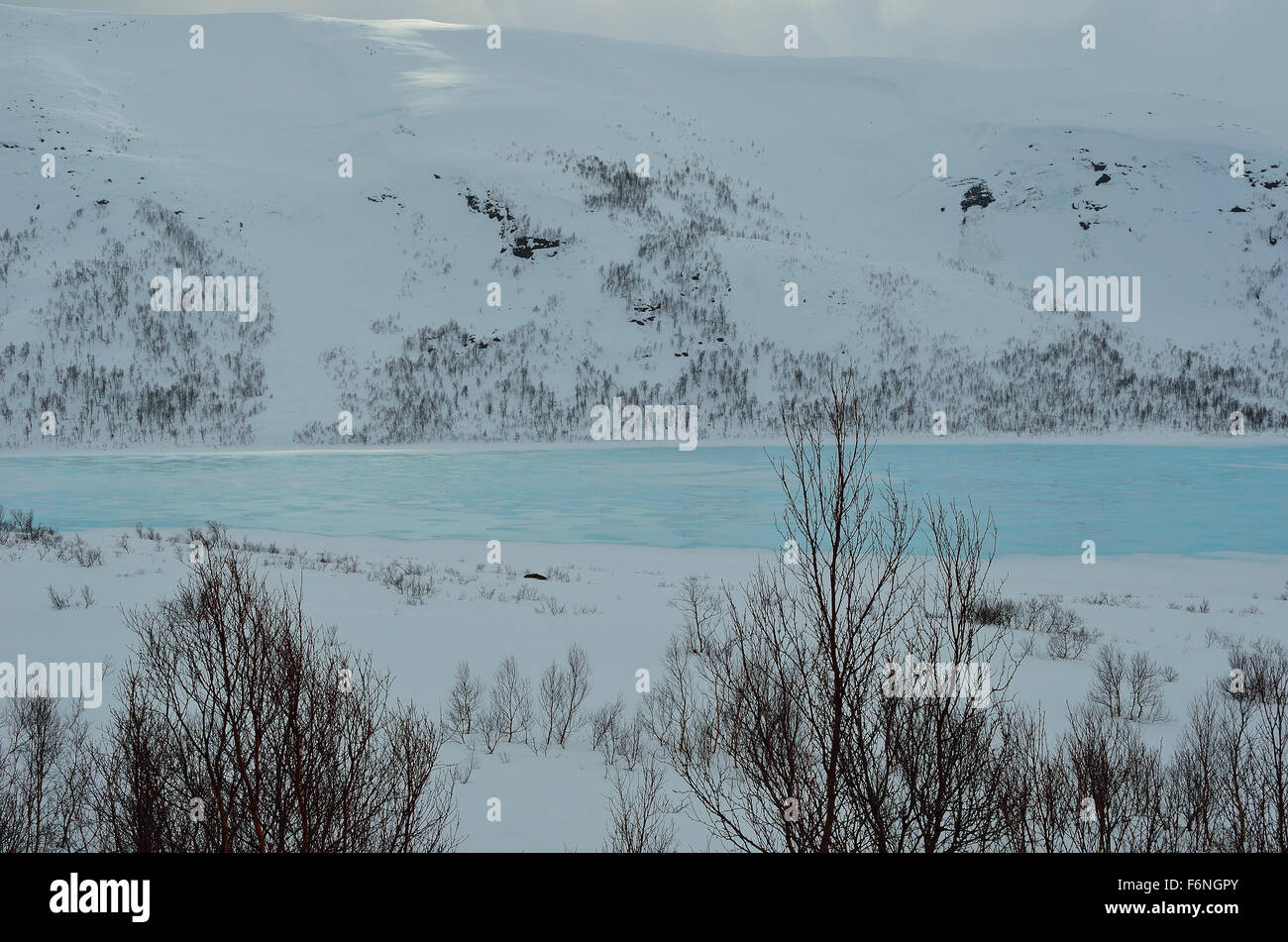 vibrant clear blue ice under mountain in winter landscape Stock Photo ...